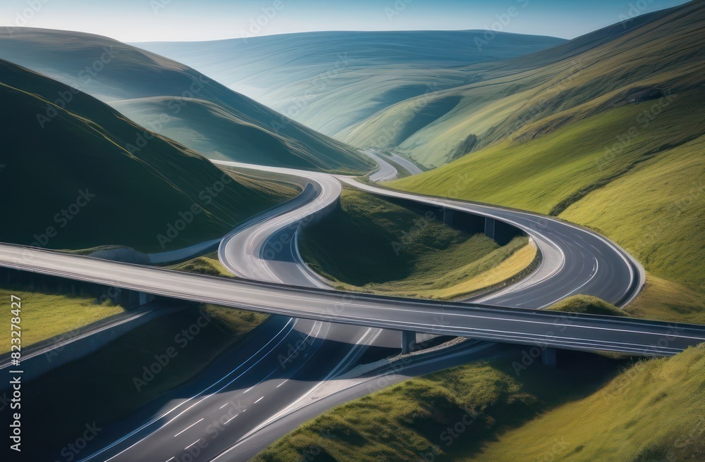 Abstract images of roads and routes that emphasize direction and ...