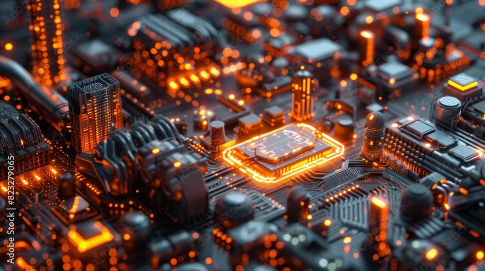 Depict a futuristic city with buildings and infrastructure enhanced by ...