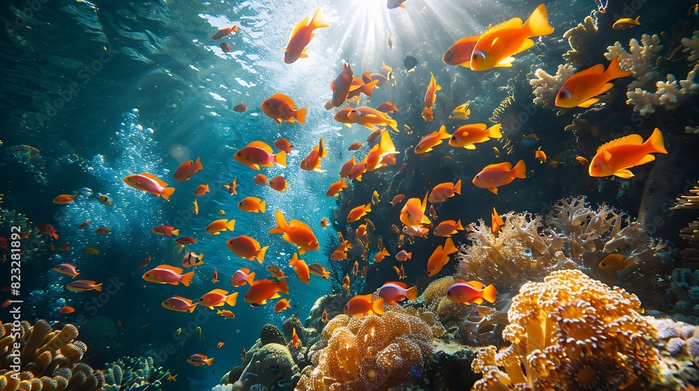 Beneath shimmering waters of Great Barrier Reef a dazzling array of ...