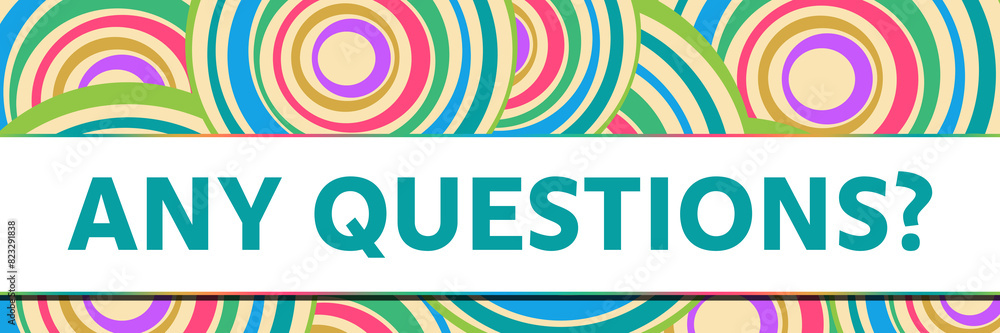 Any Questions Colorful Circular Rings Background Text Horizontal Stock ...