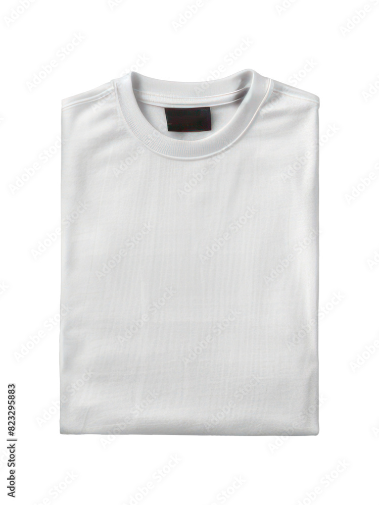 white folded t-shirt, stacked on transparent background cutout, PNG ...
