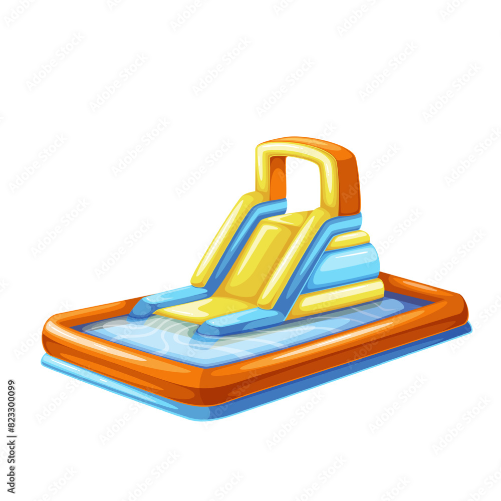 Inflatable bouncy slide with cartoon rectangular swimming pool ...