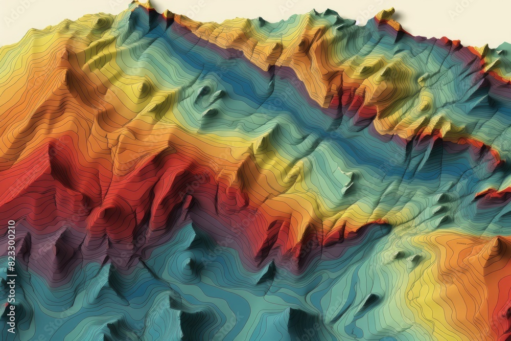 Comprehensive Topographic height map. Terrain model. Generate Ai Stock ...