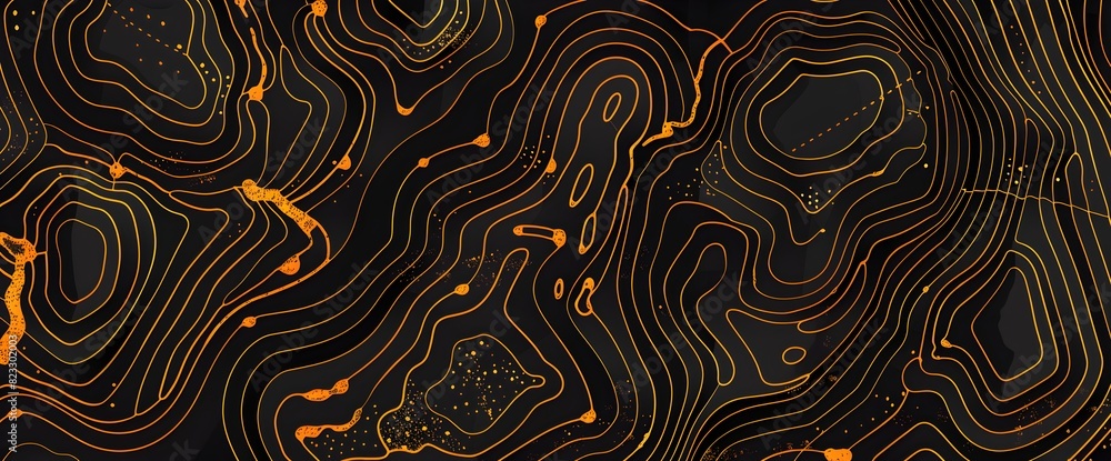 Topographic line map pattern background vector illustration with dark ...