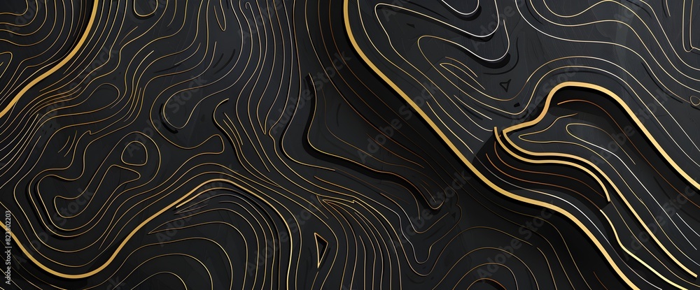 Topographic line map pattern background vector illustration with dark ...