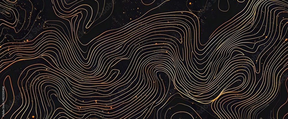 Topographic line map pattern background vector illustration with dark ...