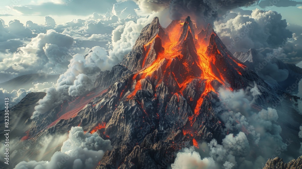 Legends Born in the Fiery Depths of the Mythical Volcano Stock ...