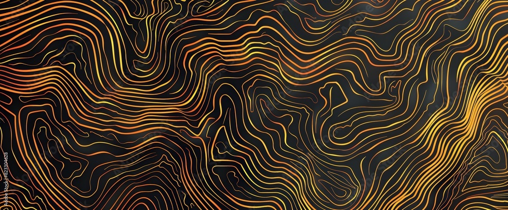 Topographic line map pattern background vector illustration with dark ...