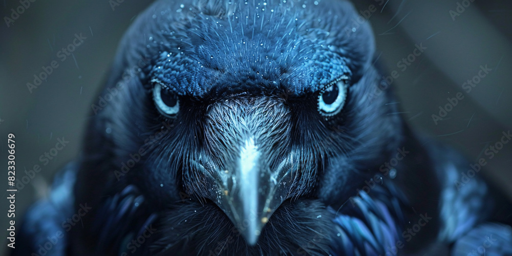 Close-up of a raven with iridescent feathers, high-resolution, high ...