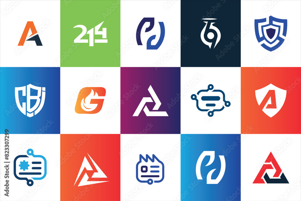 Set of creative modern minimal logo design template company business ...