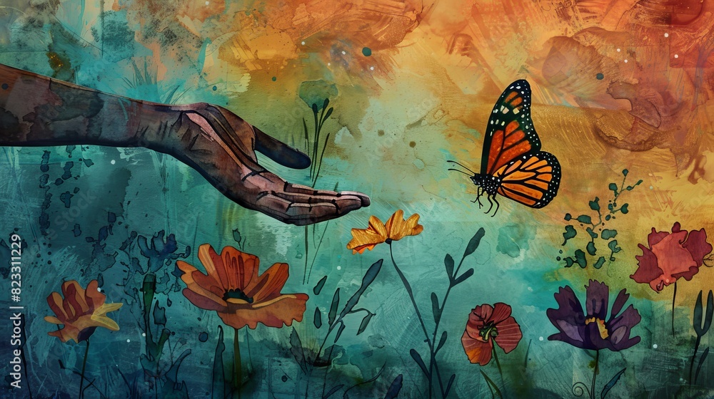 Symbolic journey. transforming trauma into healing, depicting struggle ...