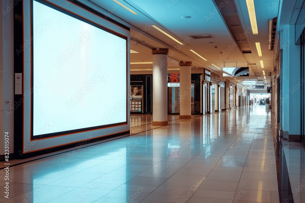 Empty Shopping Mall Corridor with Bright Screen - Modern and clean ...