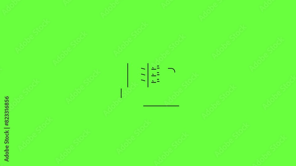 Black outline laptop and book line 4k icon animation on green screen ...