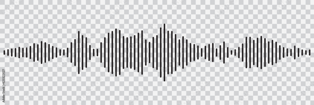 Set of radio Wave icon. Monochrome simple sound wave on transparent ...