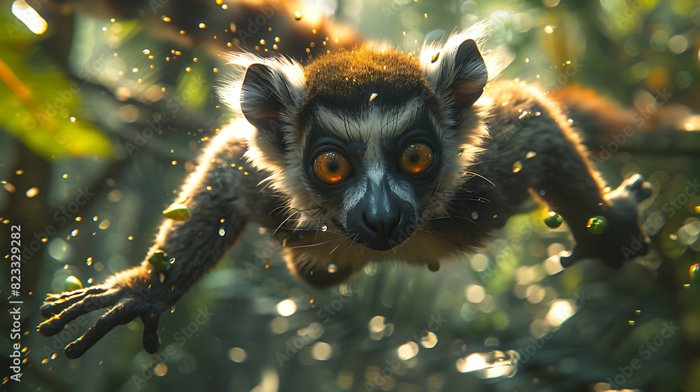 Deep the dense jungles of Madagascar a playful lemur named Momo swings ...