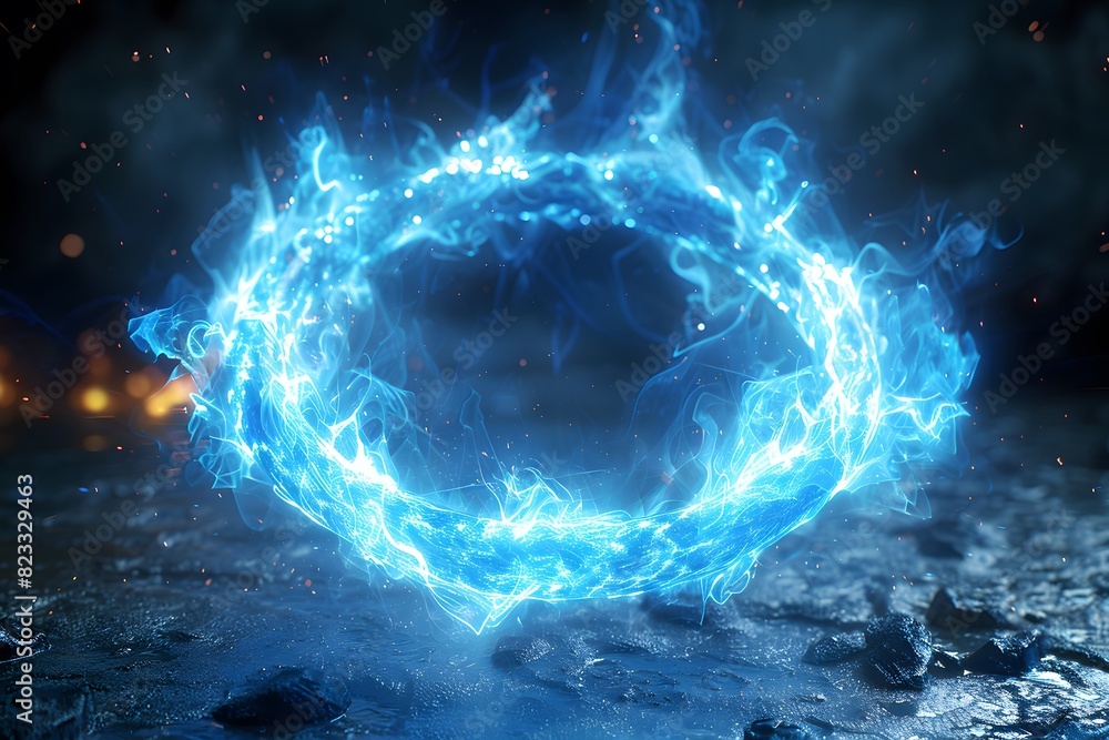 Mystical Blue Fire Ring - Fantasy Energy Orb for Digital Art and Game ...