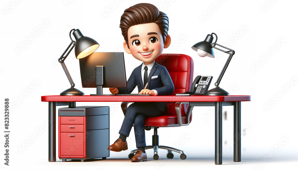 The Joy of Work! 3D Illustration Captures Man Smiling While Working on ...