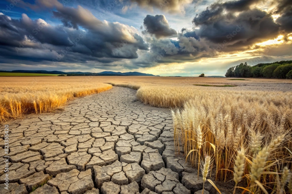 The concept of global warming on planet Earth. Dry and cracked earth ...