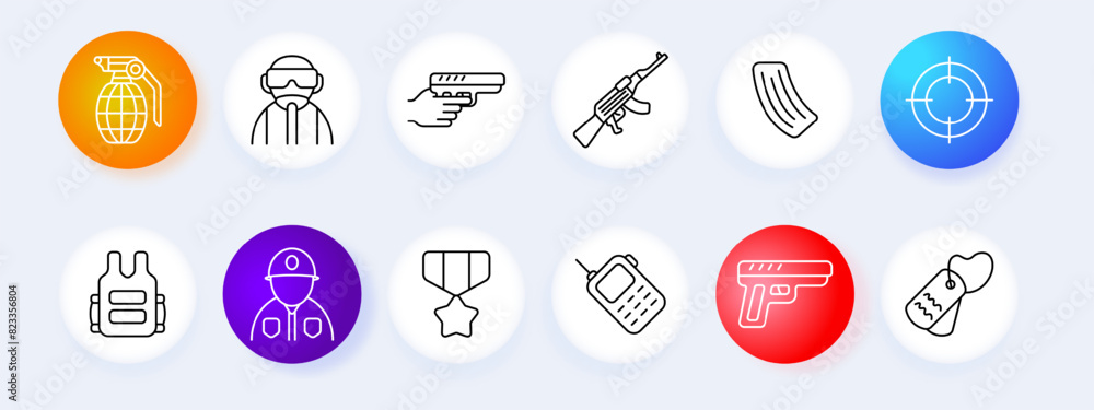 War set icon. Fighting, pistol, machine gun, automatic rifle, operation ...