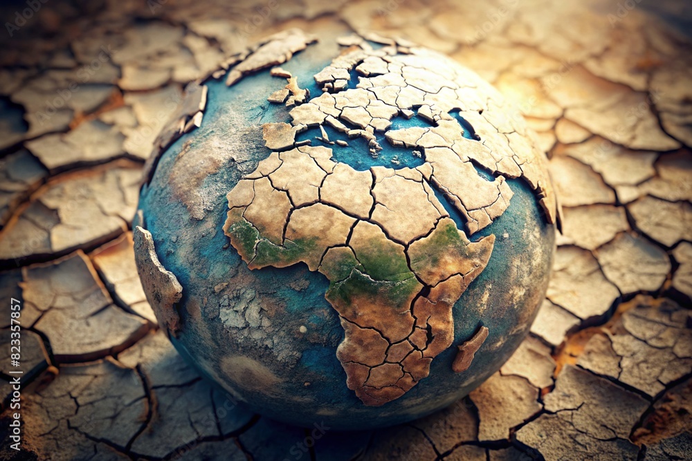The concept of global warming of the planet earth. Dry and cracked ...