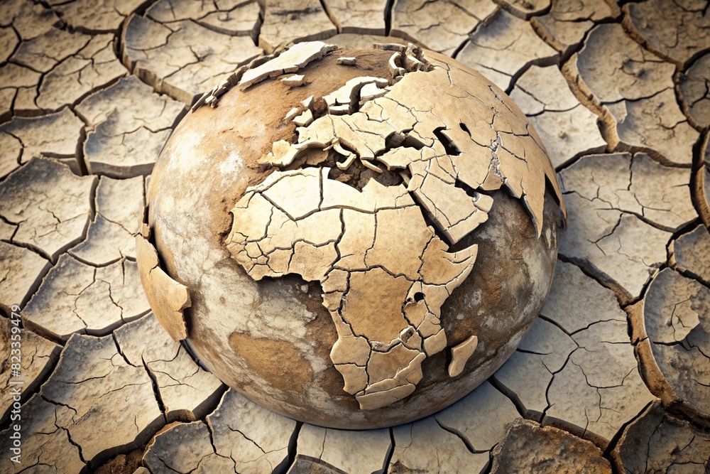 The concept of global warming of the planet earth. Dry and cracked ...