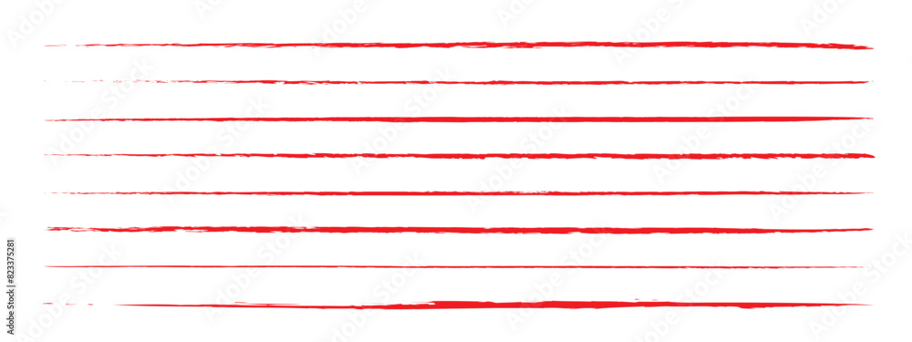 Red underlined chalk brush. Chalk pen highlight stroke. Vector hand ...
