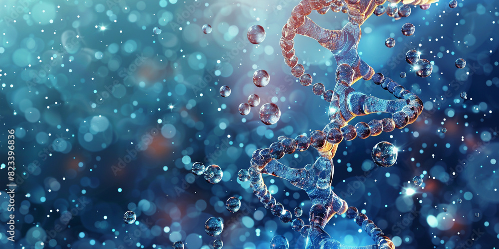 Closeup Of Water Dna Chain Representing Hydration And Cosmetics with ...