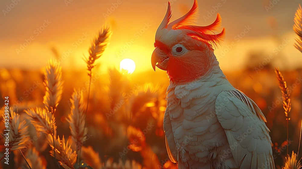Perched atop rocky outcrop Australian Outback a majestic cockatoo named ...