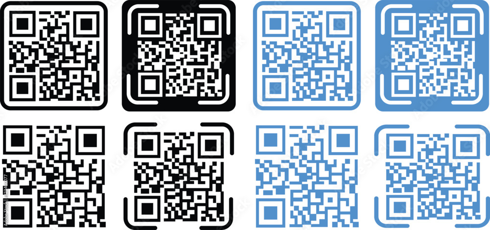 Set of Digital scanning QR code icons. QR code for payment. QR codes ...