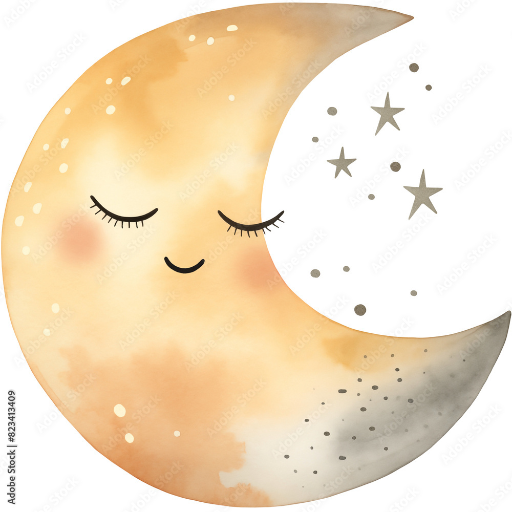Watercolor moon clipart. Moon clip art. Celestial clipart. Watercolor ...