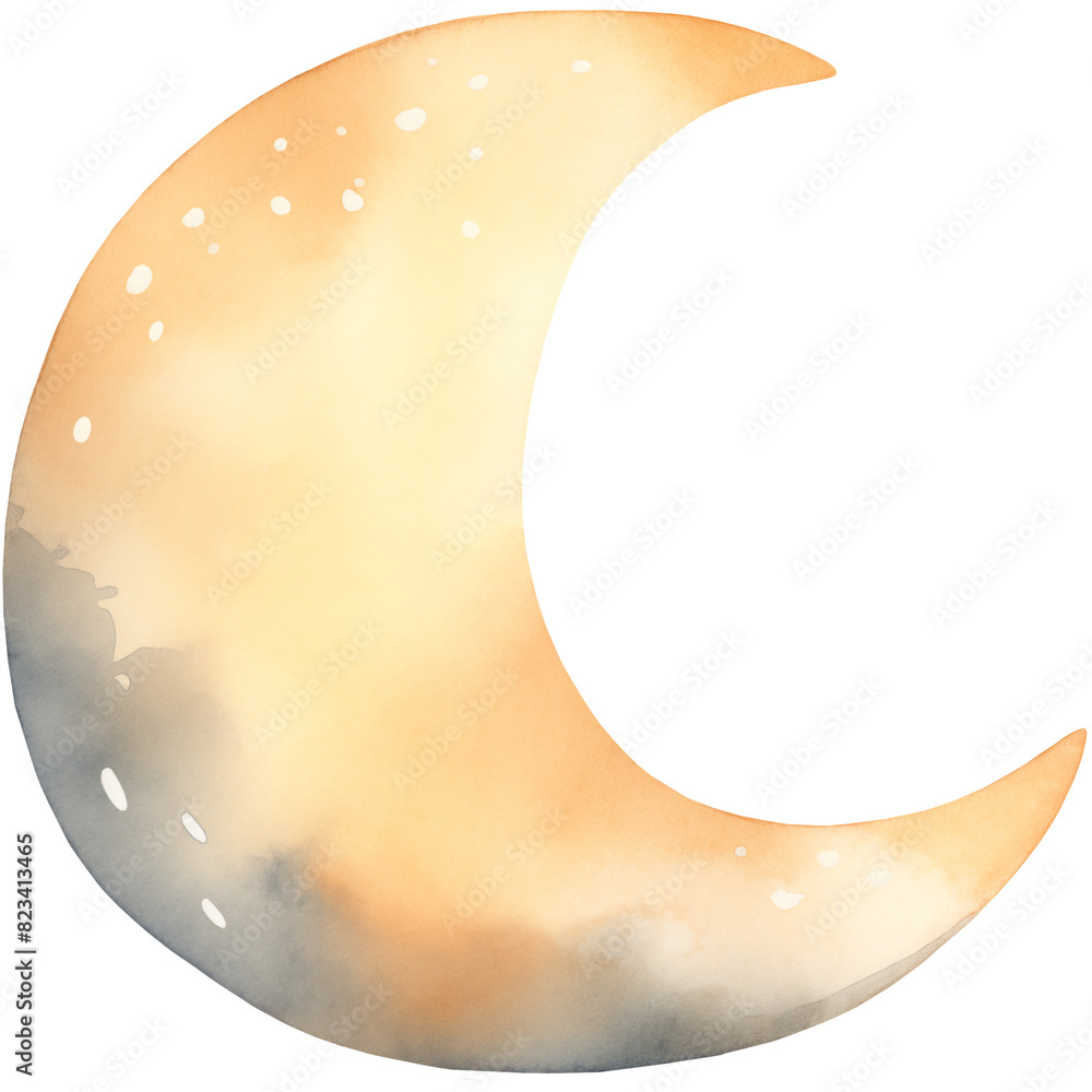 Watercolor moon clipart. Moon clip art. Celestial clipart. Watercolor ...