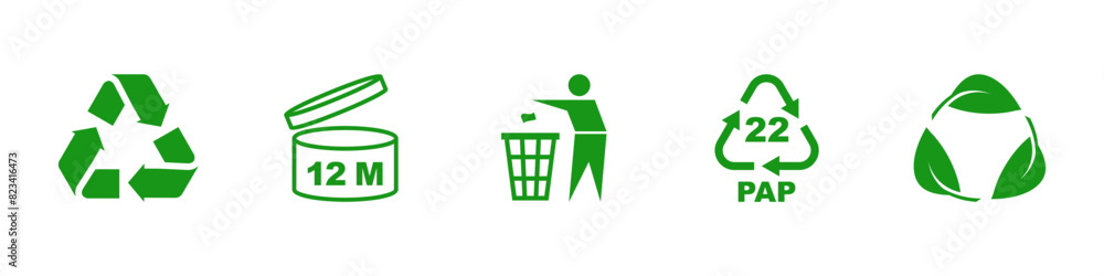 Set of recycle symbols for packaging products. Universal recycling and ...