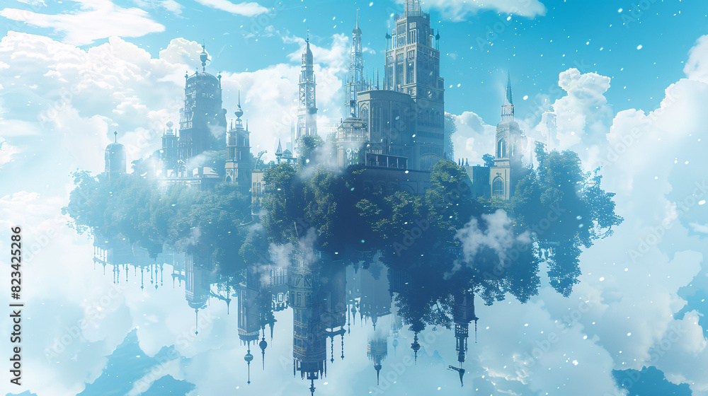 Floating city in the sky. A magical floating city amongst the clouds ...