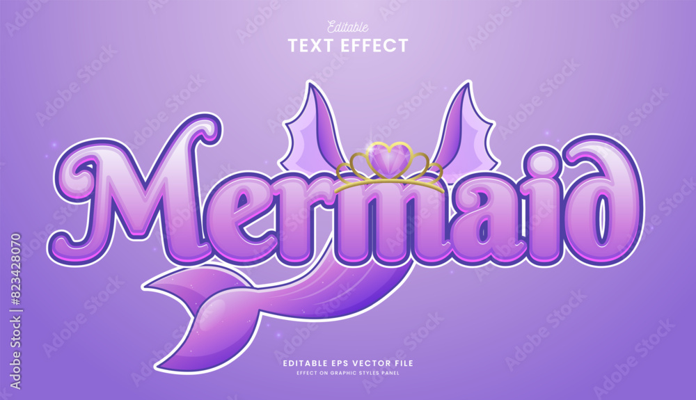 decorative siren mermaid editable text effect vector design Stock ...
