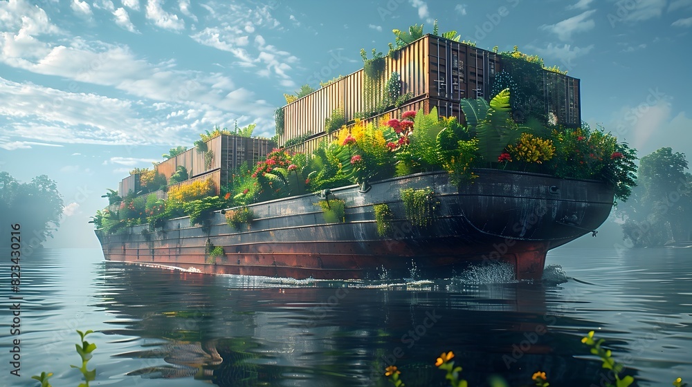 Floating Cargo Ship Transporting Exotic Alien Flora and Fauna Across ...