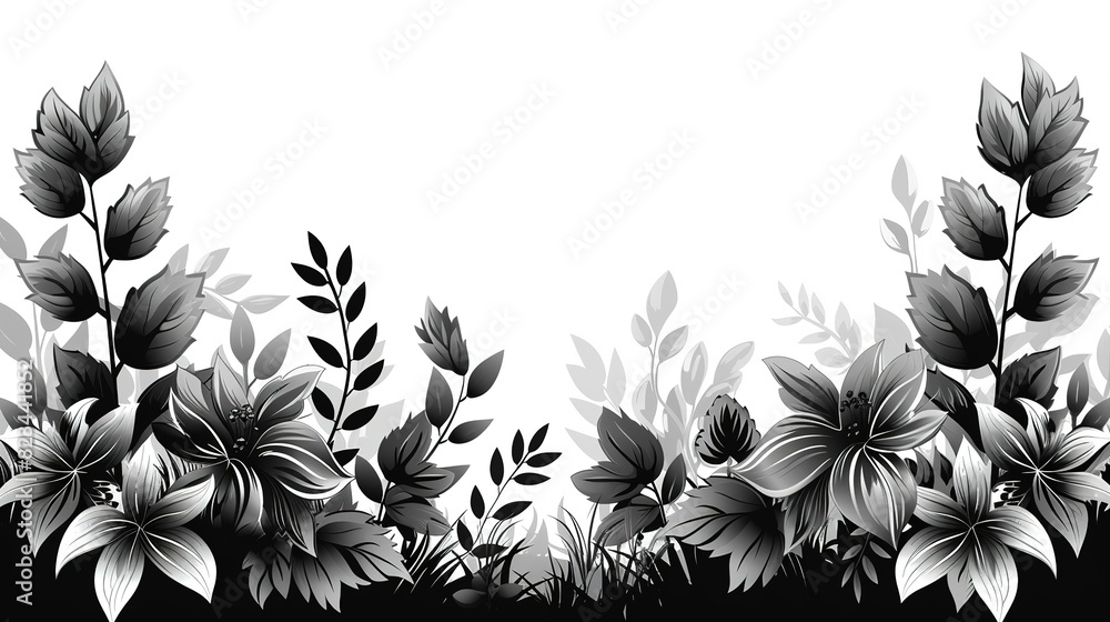 plant flower leaf illustration black nature sketch drawing design ...
