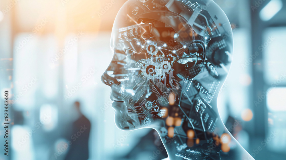 Ai artificial intelligence digital human head thinking. Digital human ...