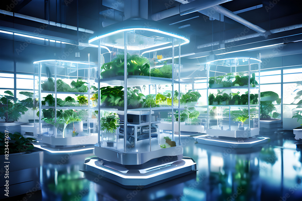Healthy hydroponic vegetables grow well on a Smart farm with a modern hydroponic farming system ...