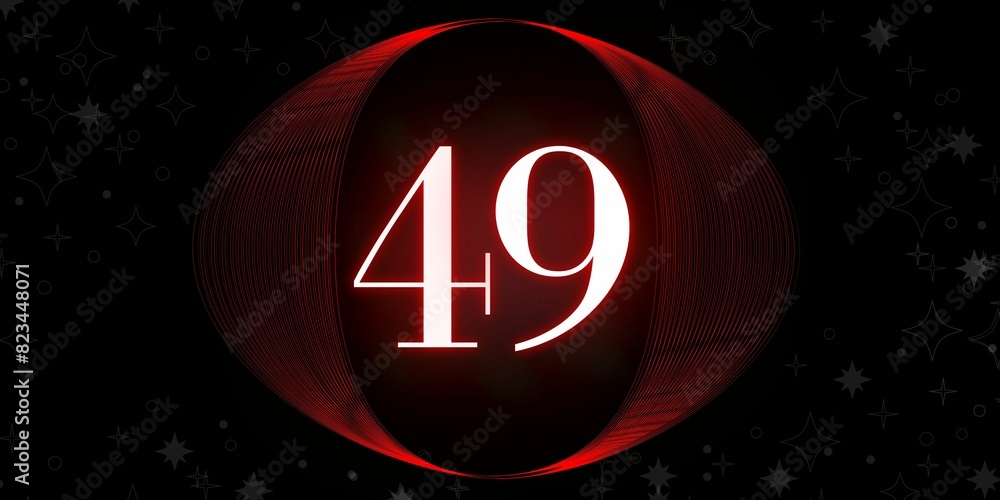 Number 49. Banner with the number forty nine on a black background and ...