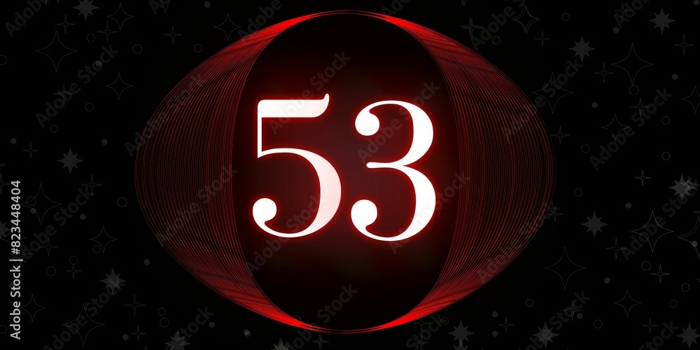 Number 53. Banner with the number fifty three on a black background and ...