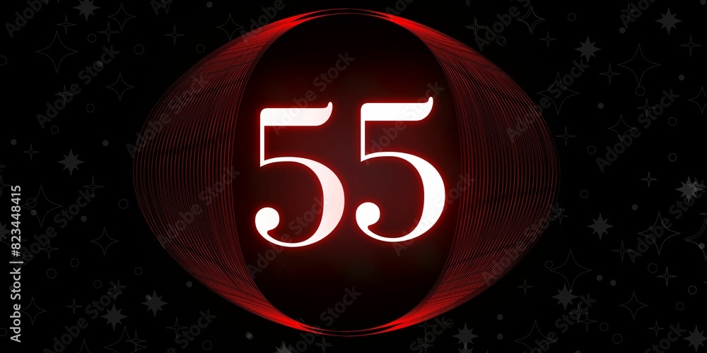 Number 55. Banner with the number fifty five on a black background and ...