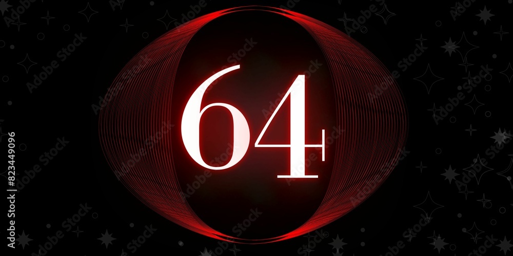 Number 64. Banner with the number sixty four on a black background and ...