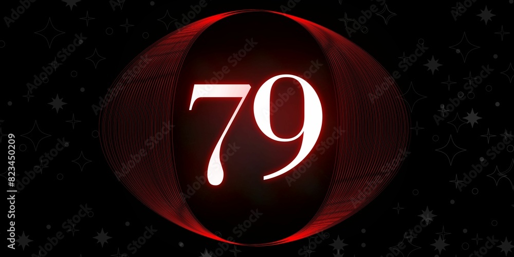 Number 79. Banner with the number seventy nine on a black background ...