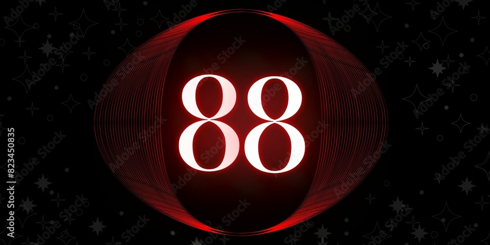 Number 88. Banner with the number eighty eight on a black background ...