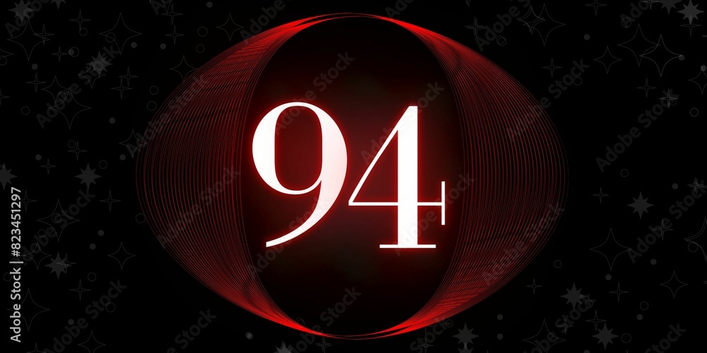 Number 94. Banner with the number ninety four on a black background and ...