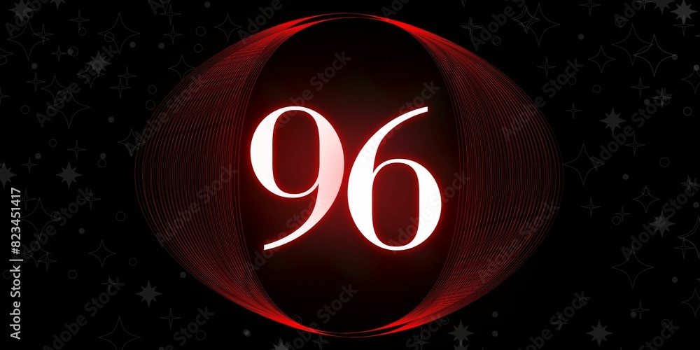 Number 96. Banner with the number ninety six on a black background and ...