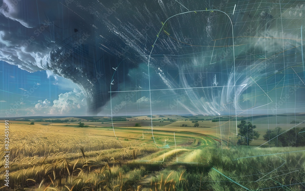 Illustrated of Enhanced tornado detection using Doppler radar and tornado detection Image with ...