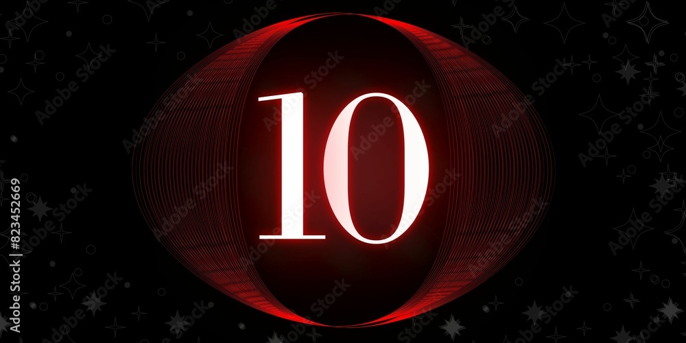 Number 10. Banner with the number ten on a black background and white ...