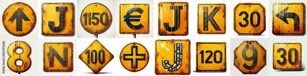 Yellow Road traffic sign Lettering Typeface. AI generated illustration ...
