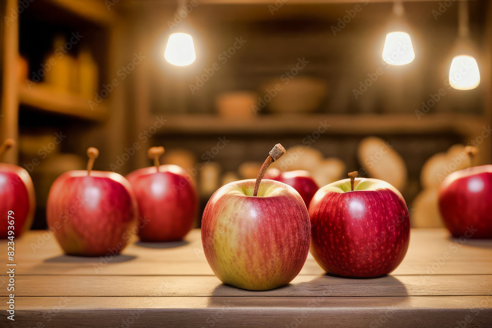 Foto de Brillantes y deliciosas manzanas rojas recién cosechadas en una ...